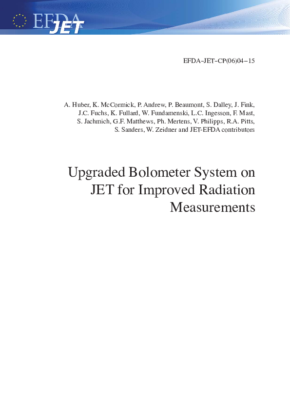 (PDF) Upgraded bolometer system on JET for improved radiation measurements