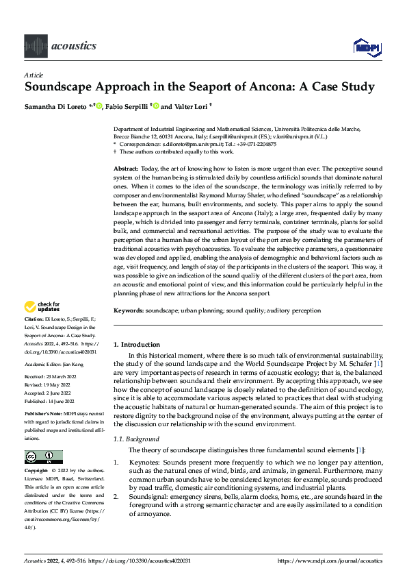 (PDF) Soundscape Approach in the Seaport of Ancona: A Case Study