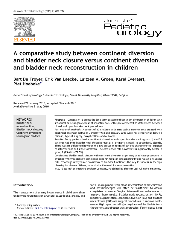 (PDF) A comparative study between continent diversion and bladder neck ...
