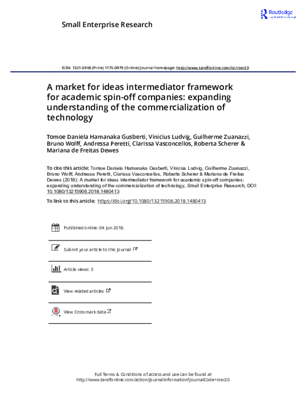 (PDF) A market for ideas intermediator framework for academic spin-off ...