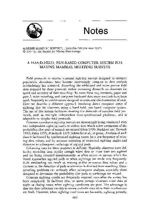 (PDF) A Hand-Held, Pen-Based Computer System Foir Marine Mammal ...