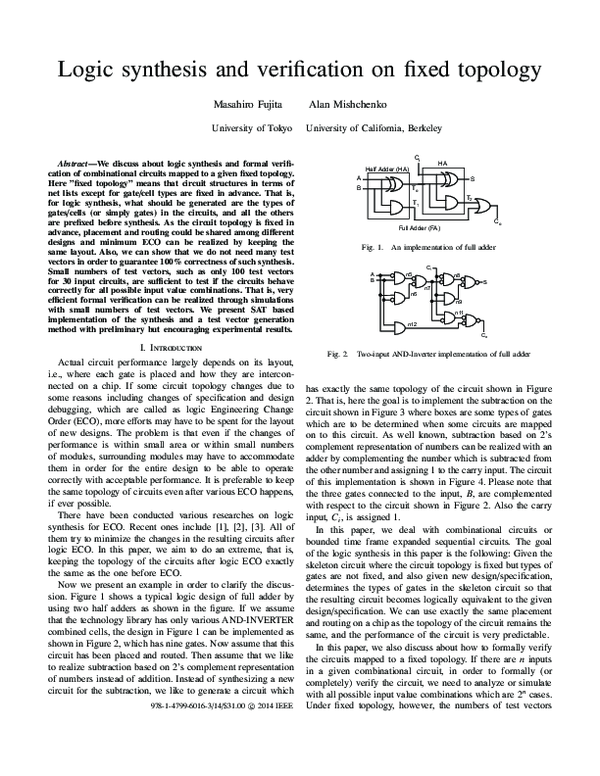 (PDF) Logic synthesis and verification on fixed topology