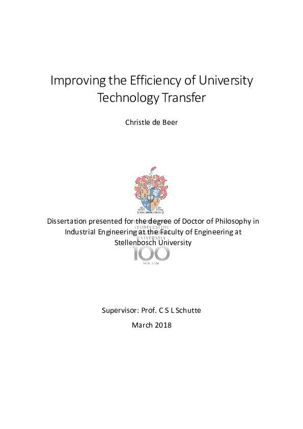 (PDF) Improving the efficiency of University technology transfer