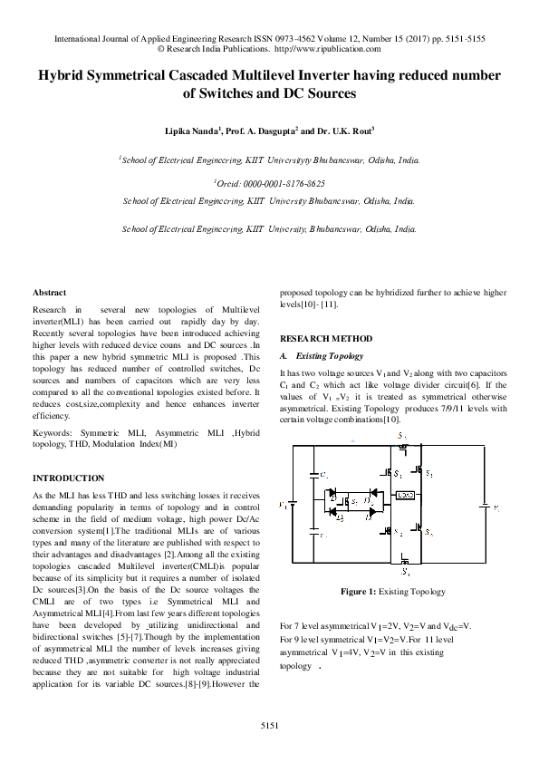 Pdf Modelling And Simulation Of 19 Level Cascaded Hybrid Multilevel Inverter With Less Number Of