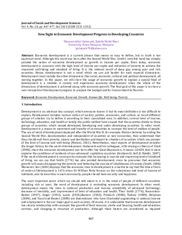 (PDF) New Sight to Economic Development Progress in Developing Countries