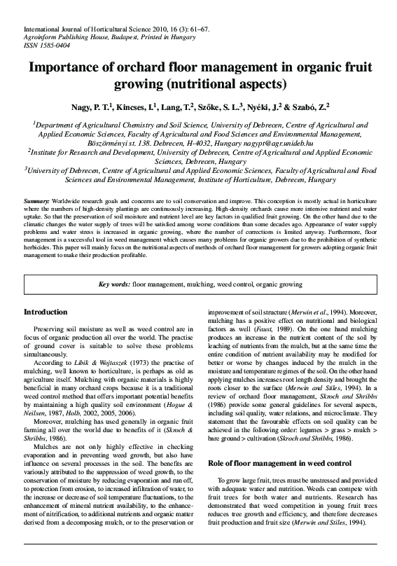 (PDF) Importance of orchard floor management in organic fruit growing ...
