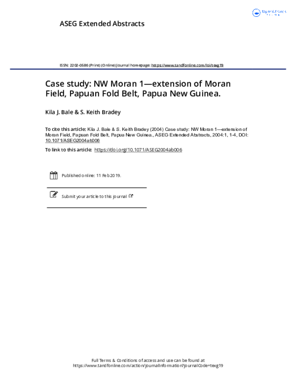(PDF) Case study: NW Moran 1?extension of Moran Field, Papuan Fold Belt ...