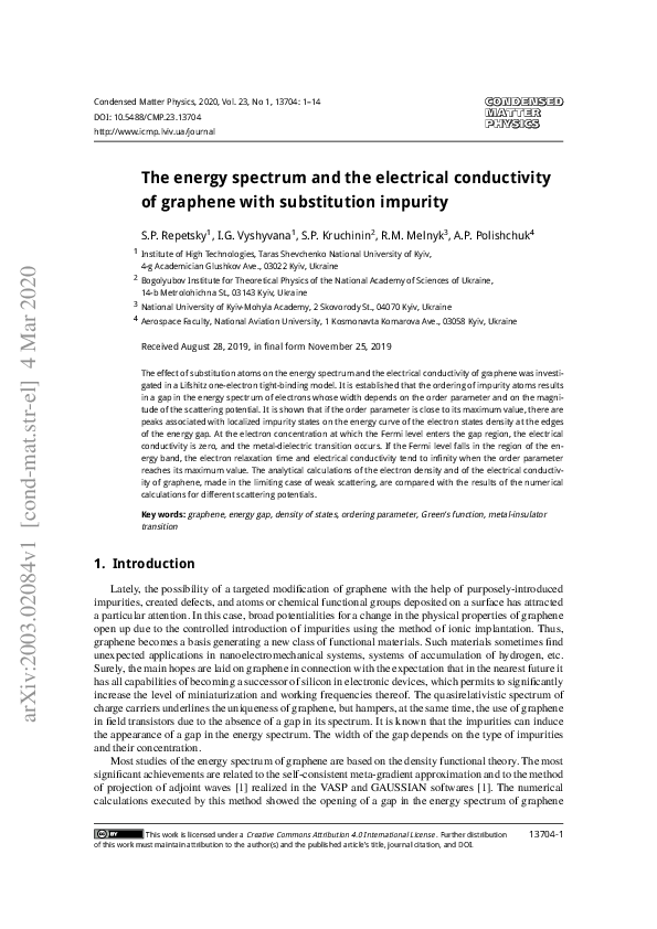(PDF) The energy spectrum and the electrical conductivity of graphene ...