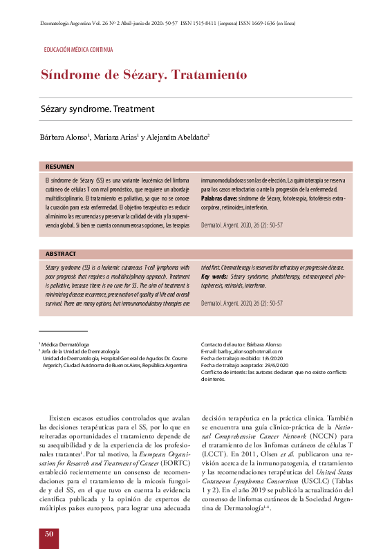 (PDF) Síndrome de Sézary. Tratamiento