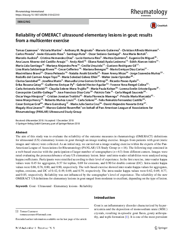 (PDF) Reliability of OMERACT ultrasound elementary lesions in gout ...
