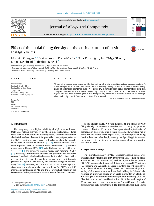(PDF) Effect of the initial filling density on the critical current of ...