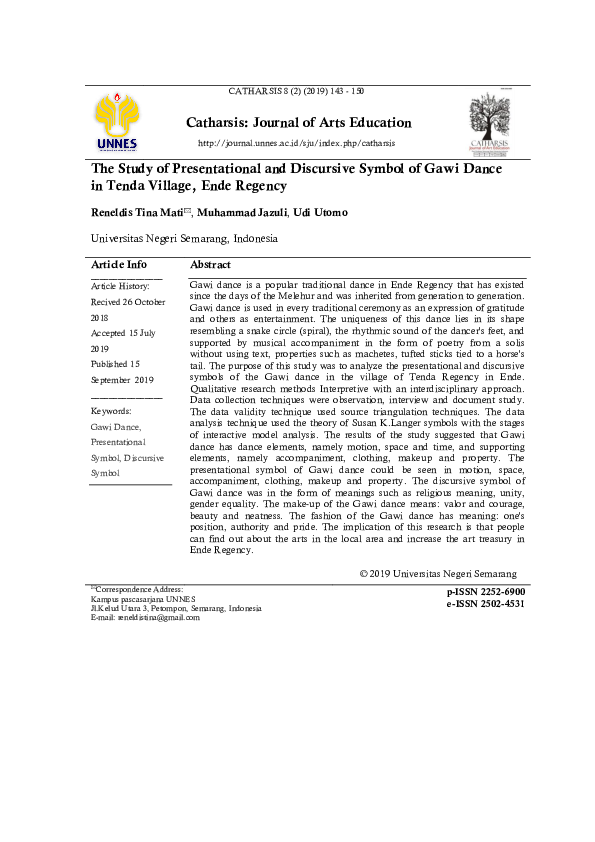 (PDF) The Study of Presentational and Discursive Symbol of Gawi Dance ...