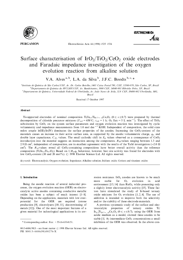 (PDF) Surface characterisation of IrO2/TiO2/CeO2 oxide electrodes and ...