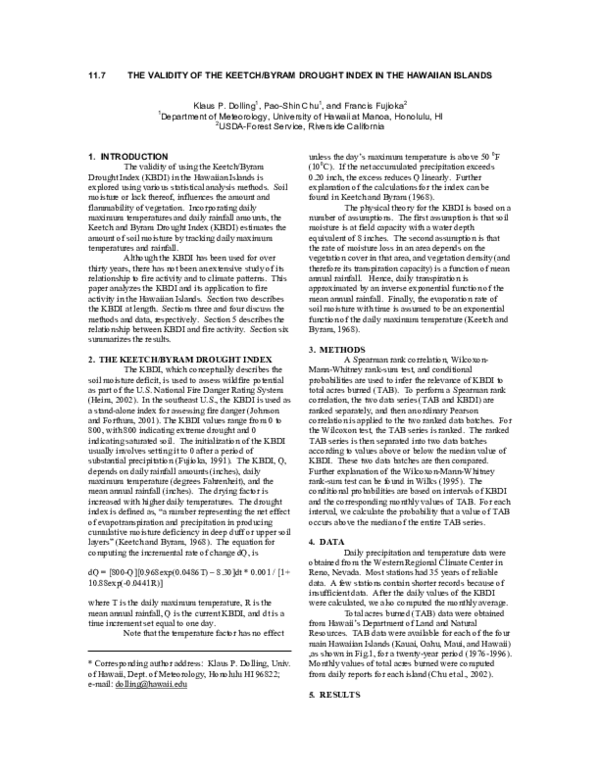 (PDF) 7 the Validity of the Keetch / Byram Drought Index in the ...