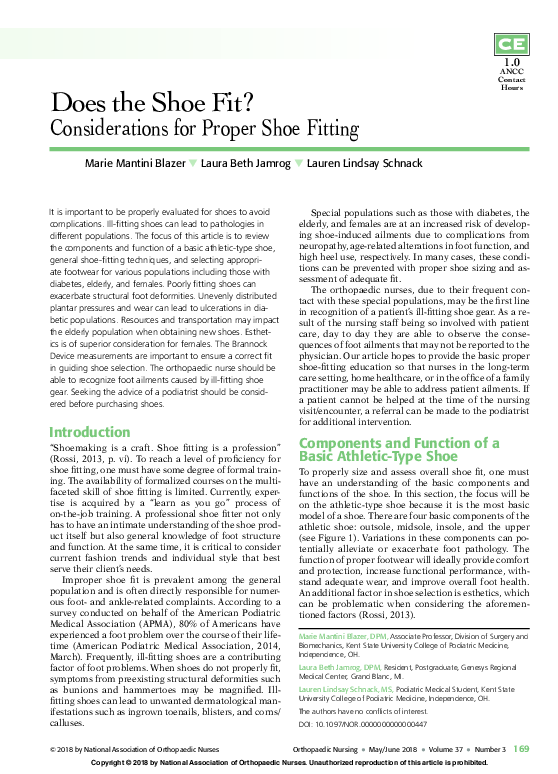 (PDF) Does the Shoe Fit? Considerations for Proper Shoe Fitting