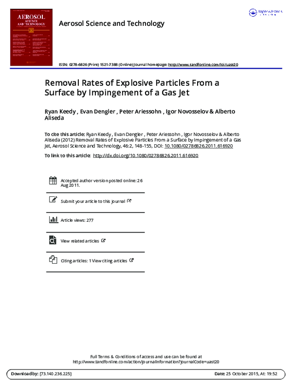(PDF) Removal Rates of Explosive Particles From a Surface by ...