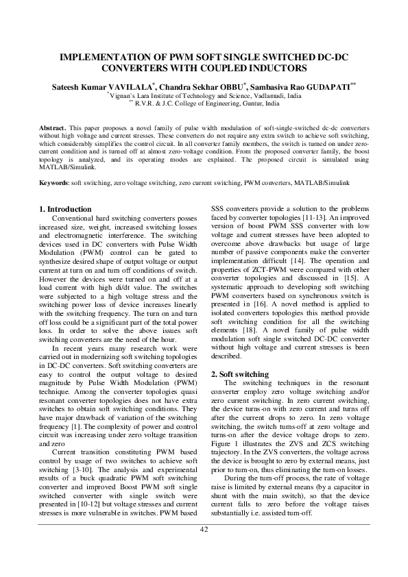 (PDF) Implementation of PWM Soft Single Switched DC-DC Converters with Coupled Inductors