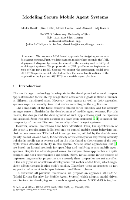 Pdf Modeling Secure Mobile Agent Systems
