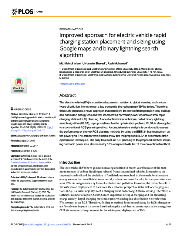 (PDF) Improved approach for electric vehicle rapid charging station placement and sizing using ...
