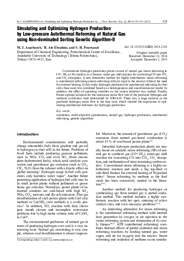 (PDF) Simulating and Optimizing Hydrogen Production by Low-pressure ... (PDF) Simulating and Optimizing Hydrogen Production by Low-pressure ...