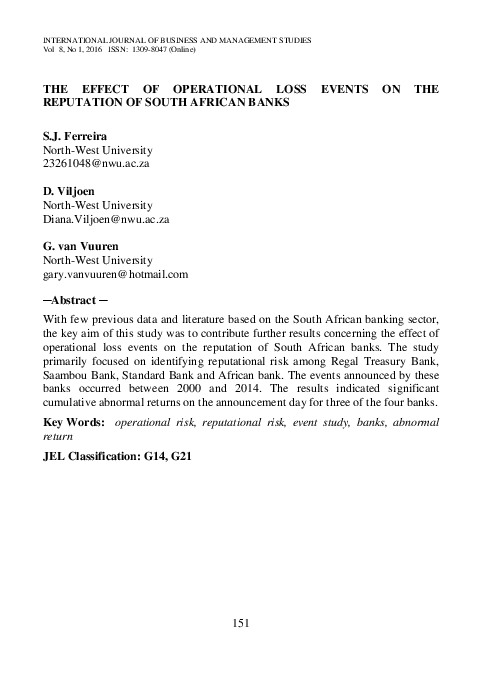 (PDF) The effect of operational loss events on the reputation of South ...