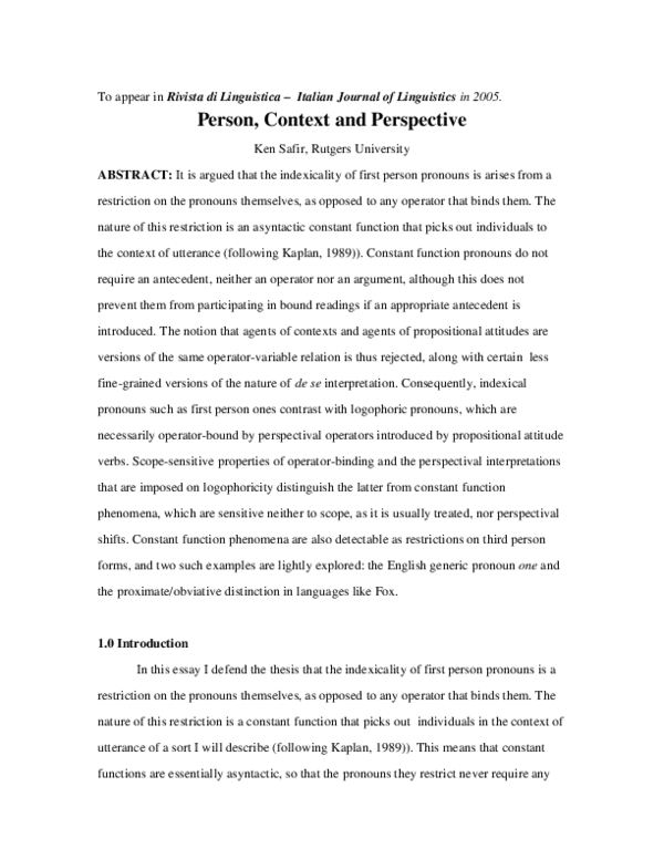 (PDF) Person, context and perspective