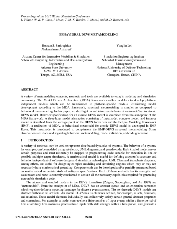 (PDF) Behavioral DEVS metamodeling