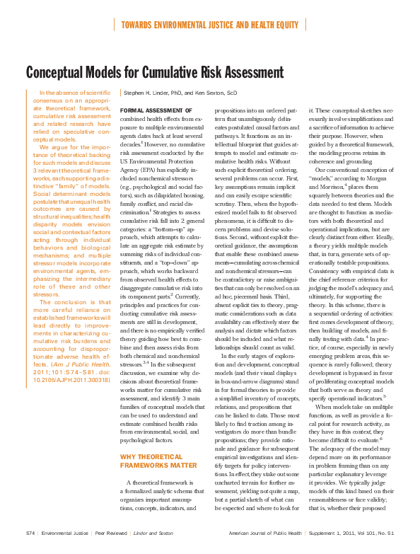 (PDF) Conceptual Models for Cumulative Risk Assessment