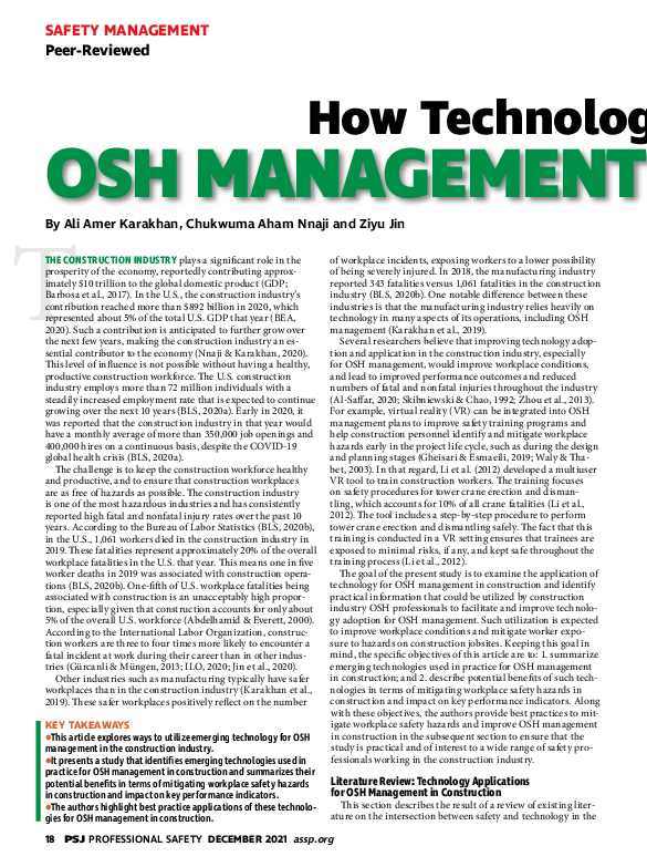 (PDF) Osh Management in Construction