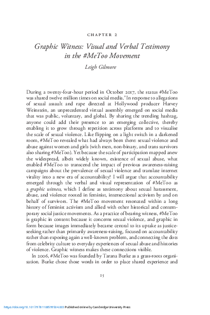 (PDF) Graphic Witness: Visual and Verbal Testimony in the #MeToo Movement