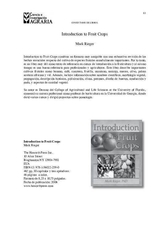 (PDF) Introduction to Fruit Crops