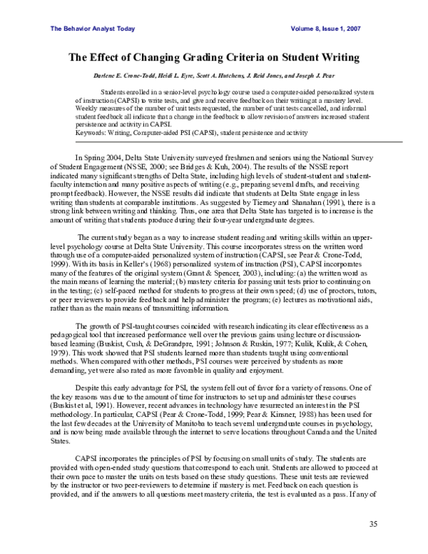 (PDF) The effect of changing grading criteria on student writing ...