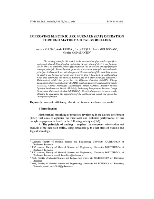 (PDF) Improving Electric Arc Furnace (Eaf) Operation Through ...