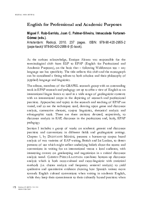 (PDF) Review of" English for Professional and Academic Purposes