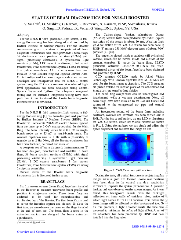 (PDF) Status of Beam Diagnostics for NSLS-II Booster