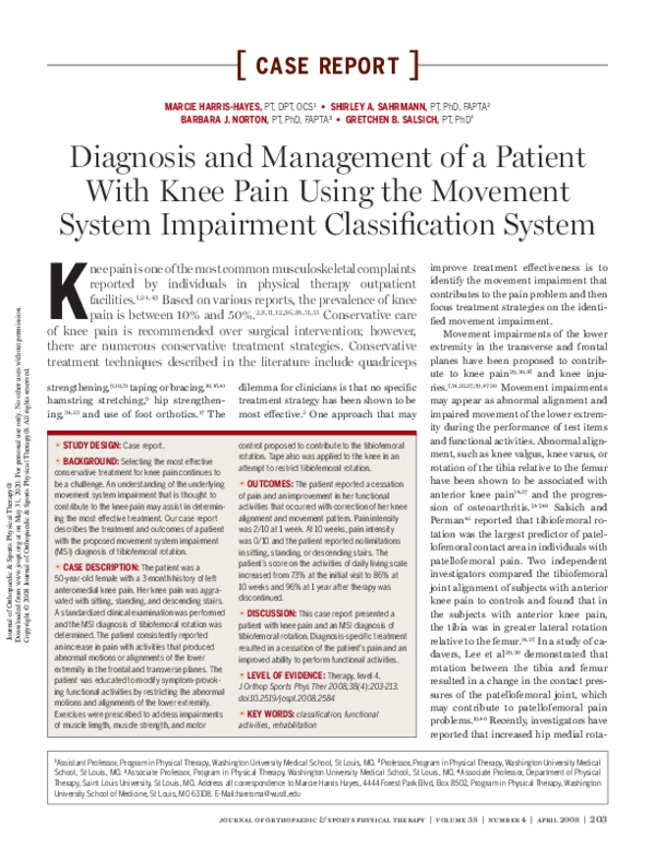 (PDF) Diagnosis and Management of a Patient With Knee Pain Using the ...