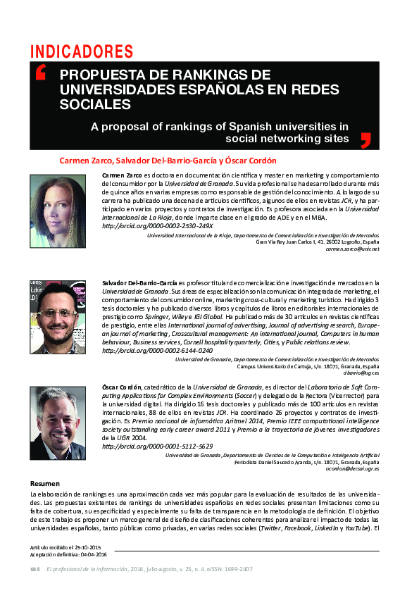 (PDF) A proposal of rankings of Spanish universities in social ...