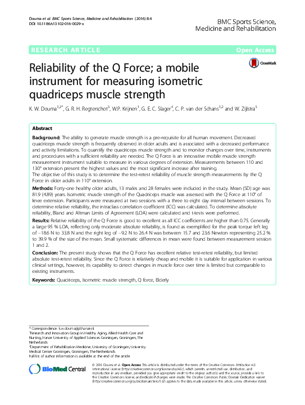 (PDF) Reliability of the Q Force; a mobile instrument for measuring ...