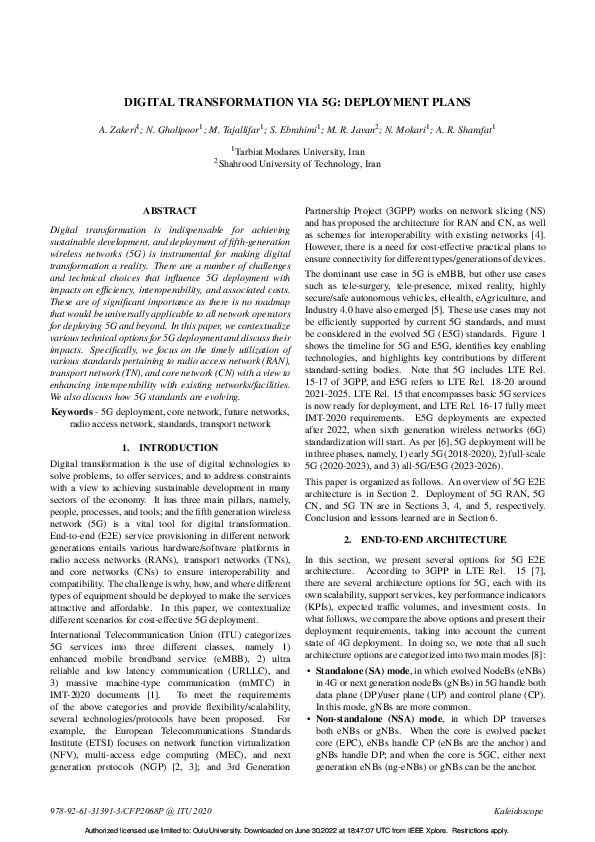 Pdf Digital Transformation Via 5g Deployment Plans