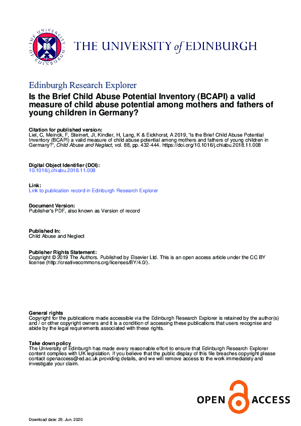 (PDF) Is the Brief Child Abuse Potential Inventory (BCAPI) a valid ...