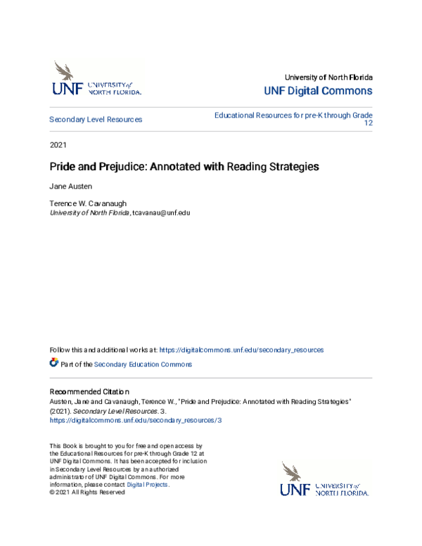 (PDF) Pride and Prejudice: Annotated with Reading Strategies