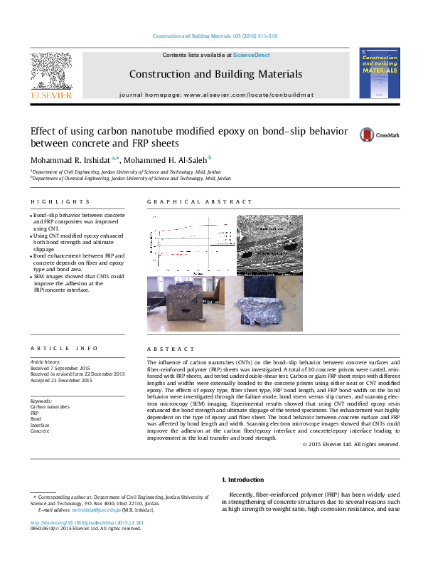(PDF) CNT-Modified Epoxy Enhances FRP-Concrete Bond