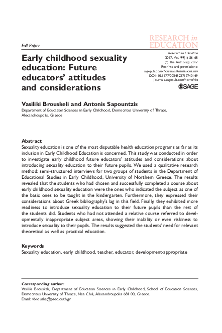 (PDF) Early childhood sexuality education: Future educators’ attitudes ...