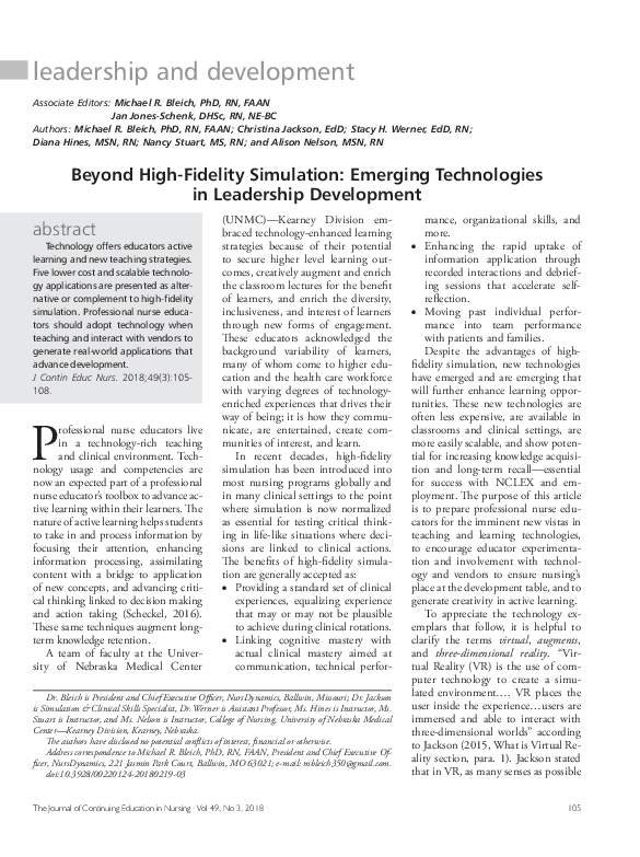 (PDF) Beyond High-Fidelity Simulation: Emerging Technologies in ...