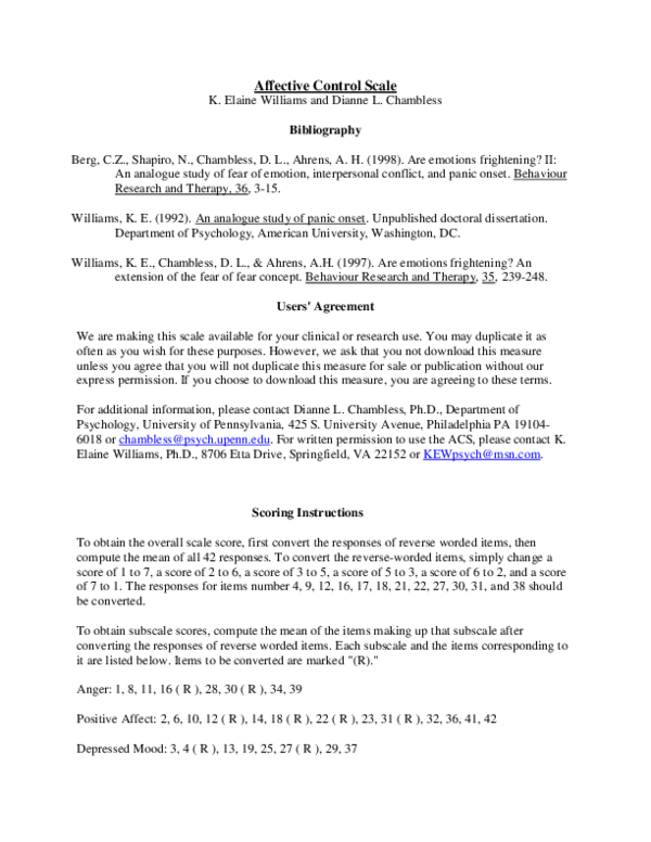 (PDF) Affective Control Scale