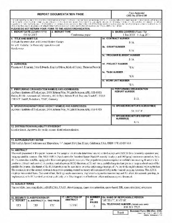 (PDF) Attitude Determination and Control System Design for a 6U CubeSat ...