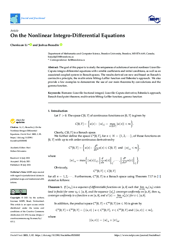 (PDF) On the Nonlinear Integro-Differential Equations