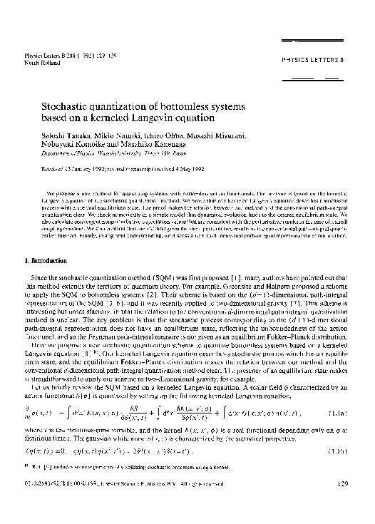 (PDF) Stochastic quantization of bottomless systems based on a kerneled Langevin equation
