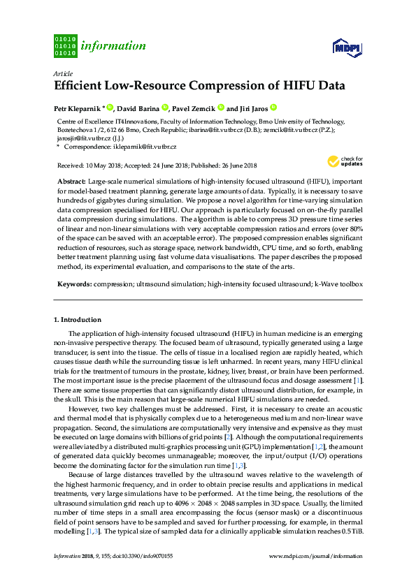 (PDF) Efficient Low-Resource Compression of HIFU Data