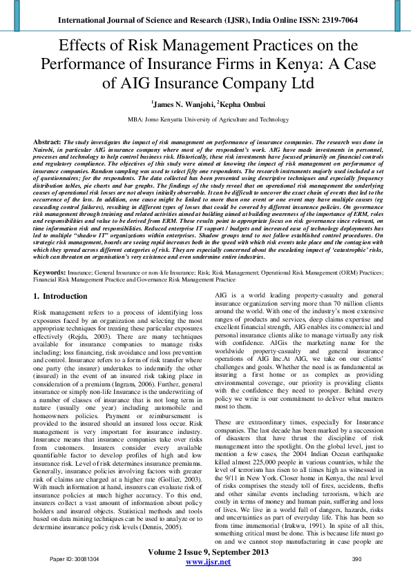 (PDF) Effects of Risk Management Practices on the Performance of ...